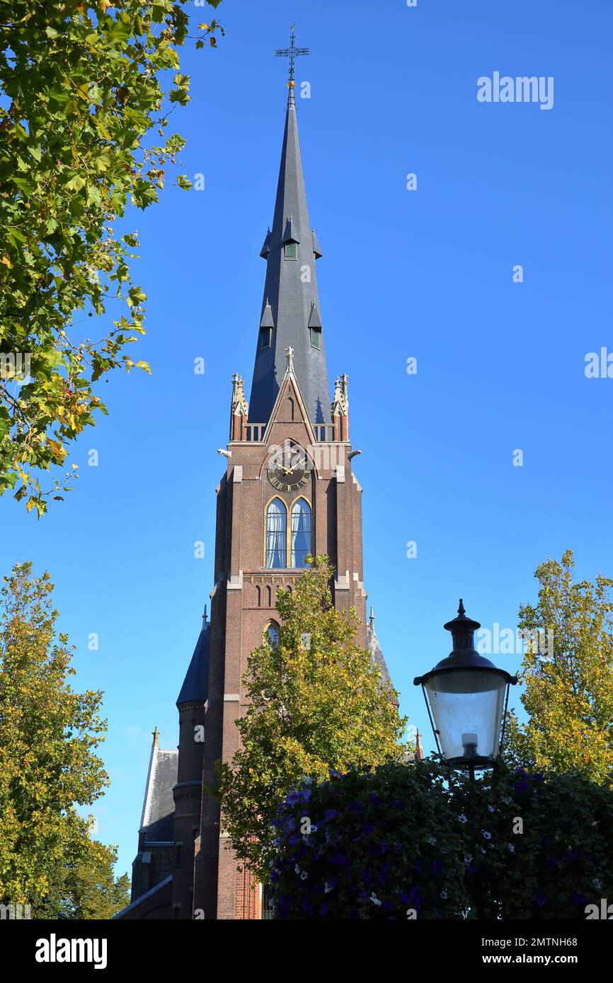 The historic city center of Weesp, a small town located in the East of ...