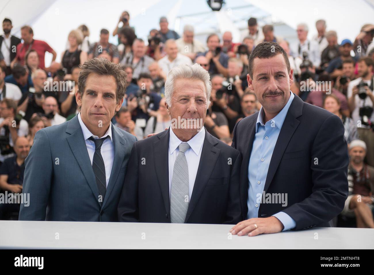 From left, Ben Stiller, Dustin Hoffman and Adam Sandler pose for ...