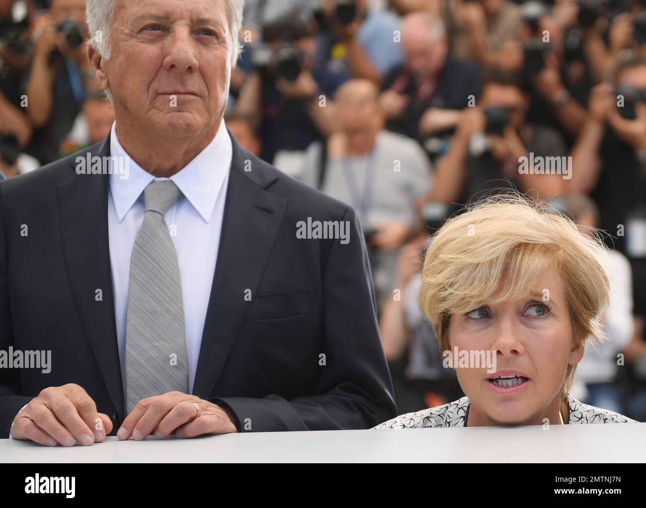 Actors Dustin Hoffman and Emma Thompson pose for photographers during ...