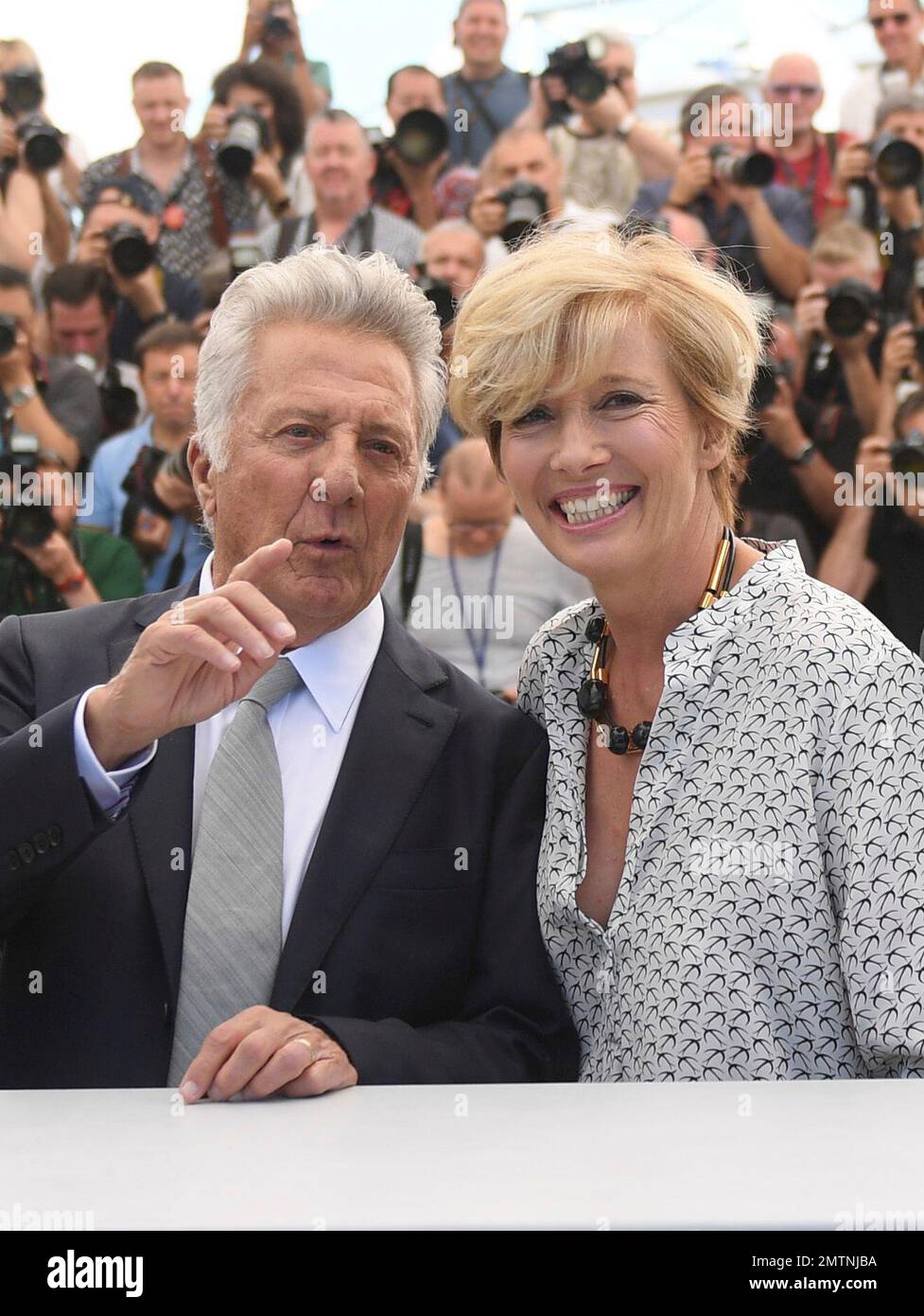 Actors Dustin Hoffman and Emma Thompson pose for photographers during ...