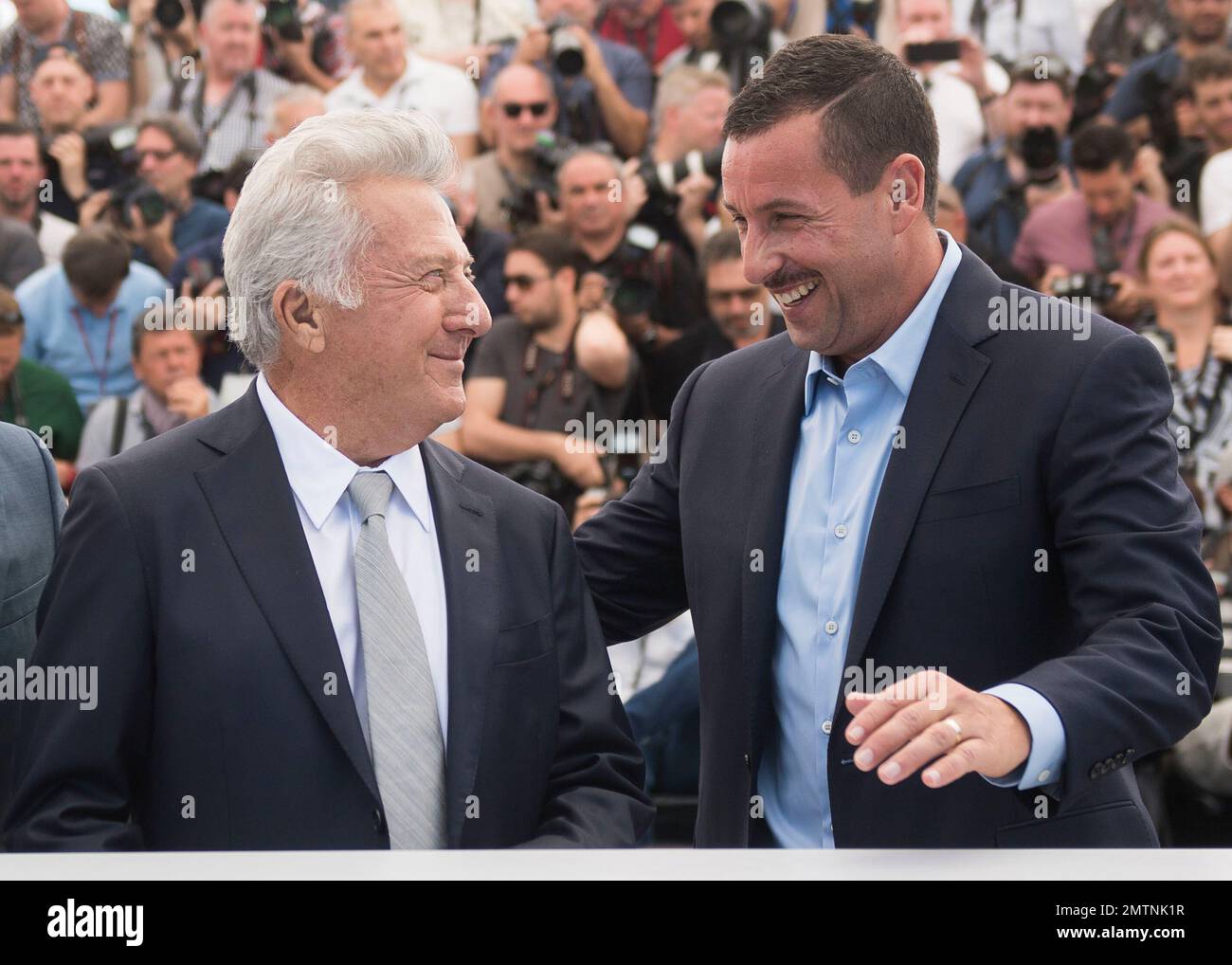 Dustin Hoffman, left, and Adam Sandler pose for photographers during ...