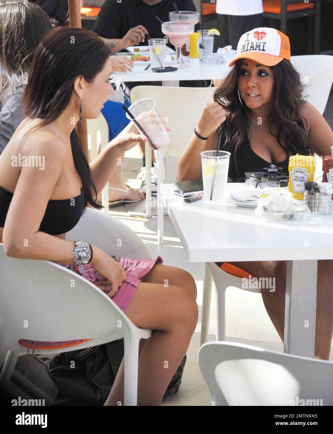 Reality TV stars Jenni 'JWOWW' Farley and Nicole 'Snooki' Polizzi of "Jersey Shore" enjoy some ...