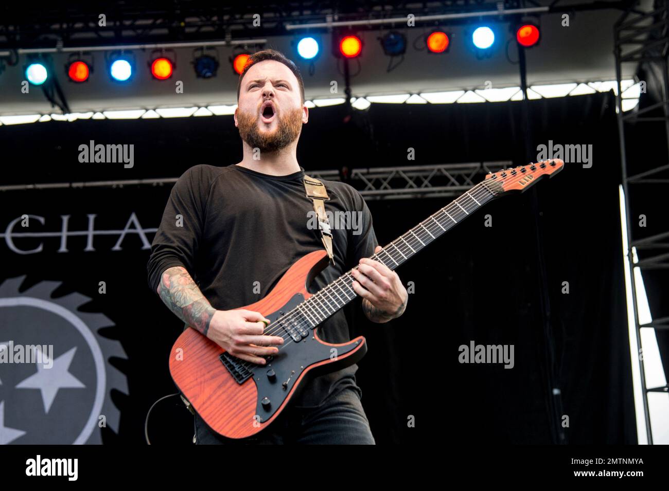Alex Wade of Whitechapel performs at Rock On The Range Music Festival ...