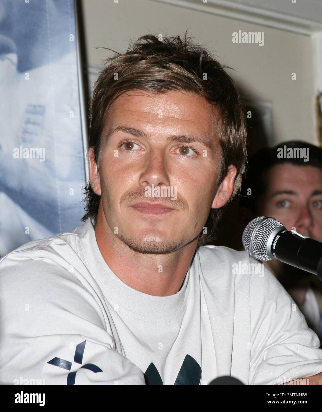 David Beckham at press conference prior to the soccer match between ...