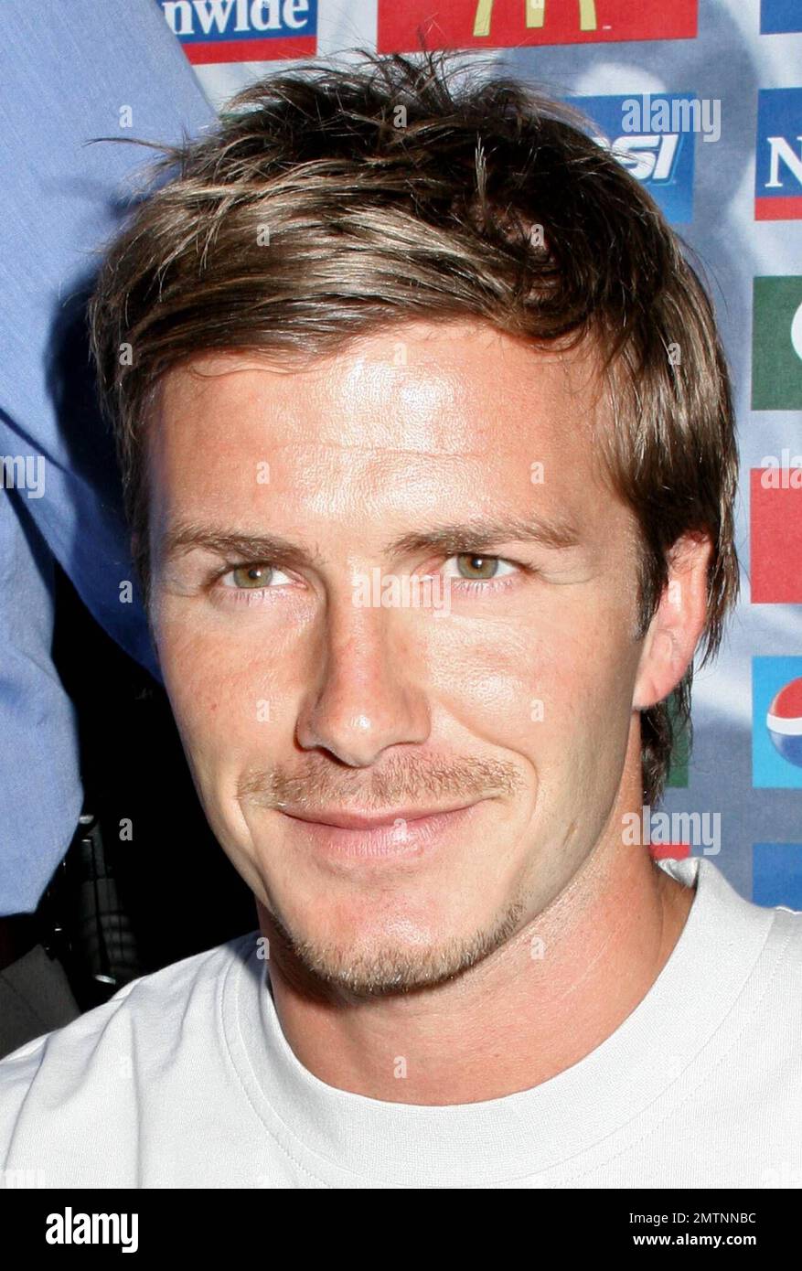 David Beckham at press conference prior to the soccer match between ...