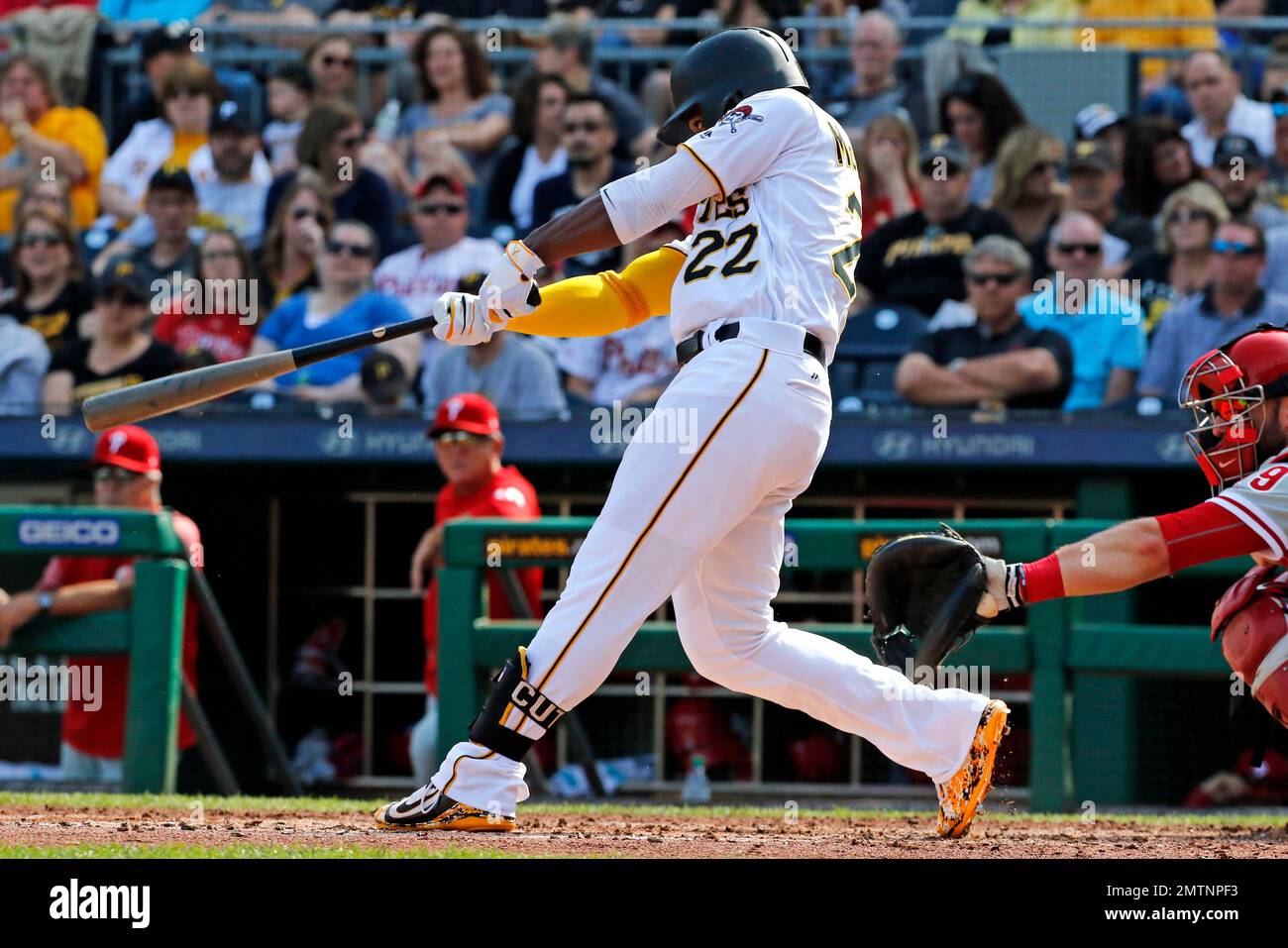 Pittsburgh Pirates' Andrew McCutchen drives in a run with a single off ...