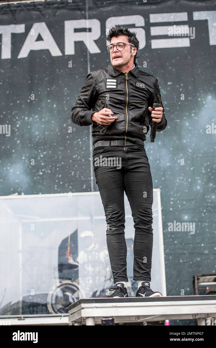 Dustin Bates of Starset performs at Rock On The Range Music Festival on ...