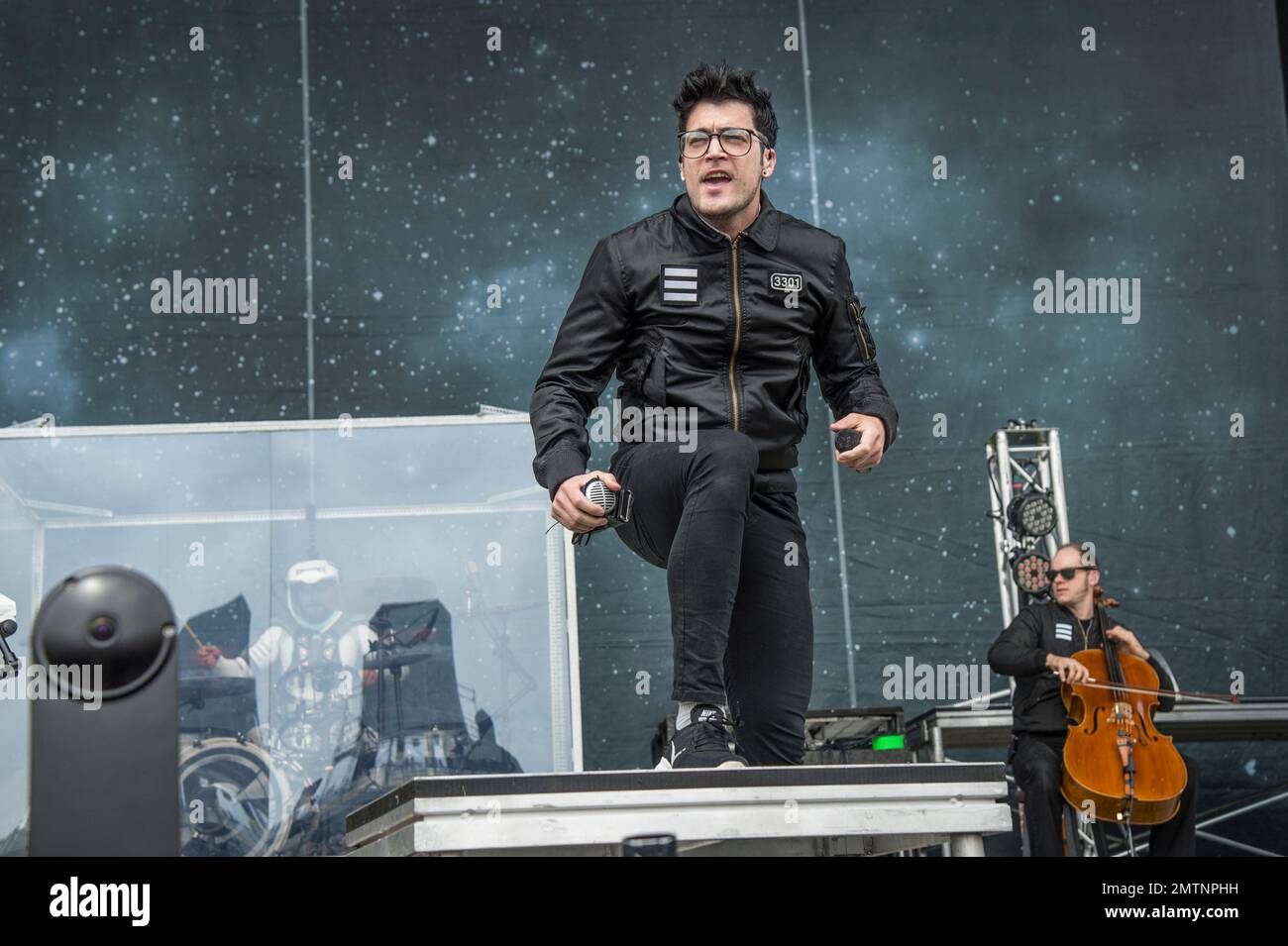 Dustin Bates of Starset performs at Rock On The Range Music Festival on ...