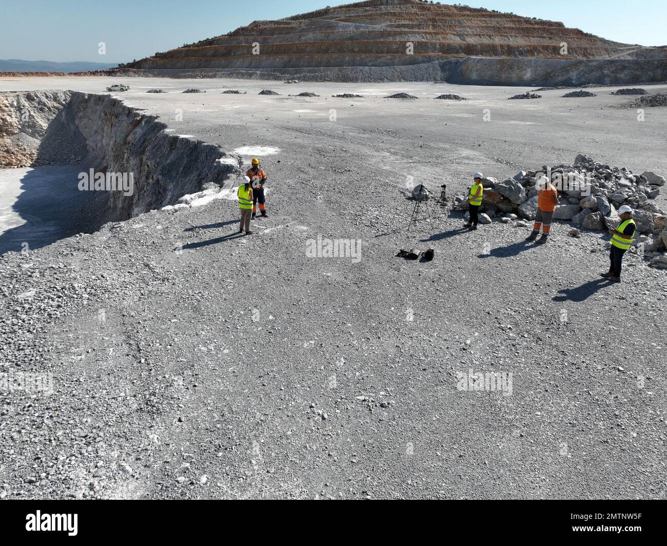 Interview at a Limestone Quarry, Production of aggregates Stock Photo ...