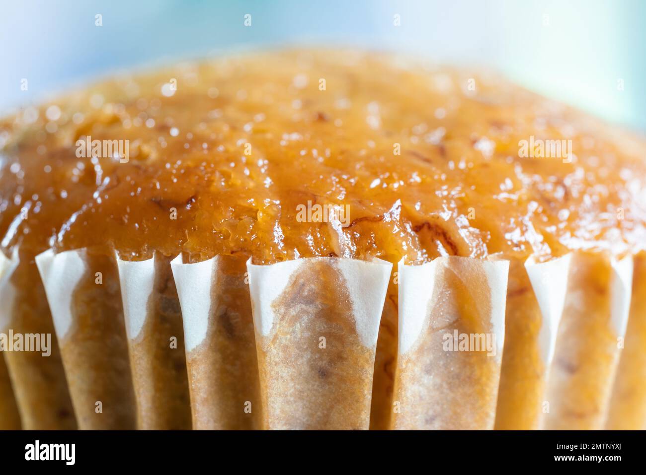close-up macro soft focus dessert sweet banana cup cake blur background ...