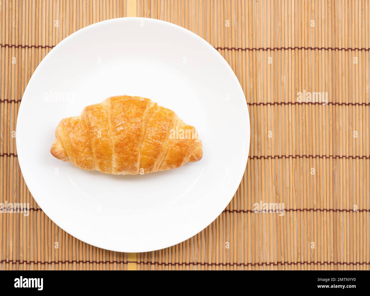 top view flat lay fresh bakery golden brown croissant homemade with ...