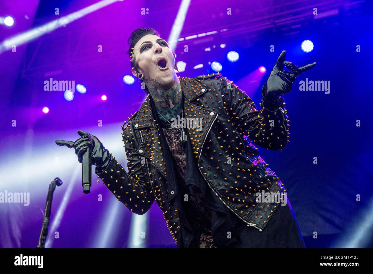 Chris Motionless of Motionless in White performs at Rock On The Range ...