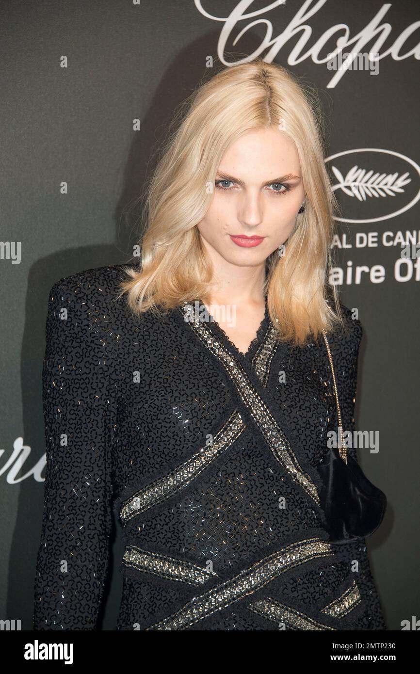 Andreja Pejic poses for photographers upon arrival at the Chopard Space ...