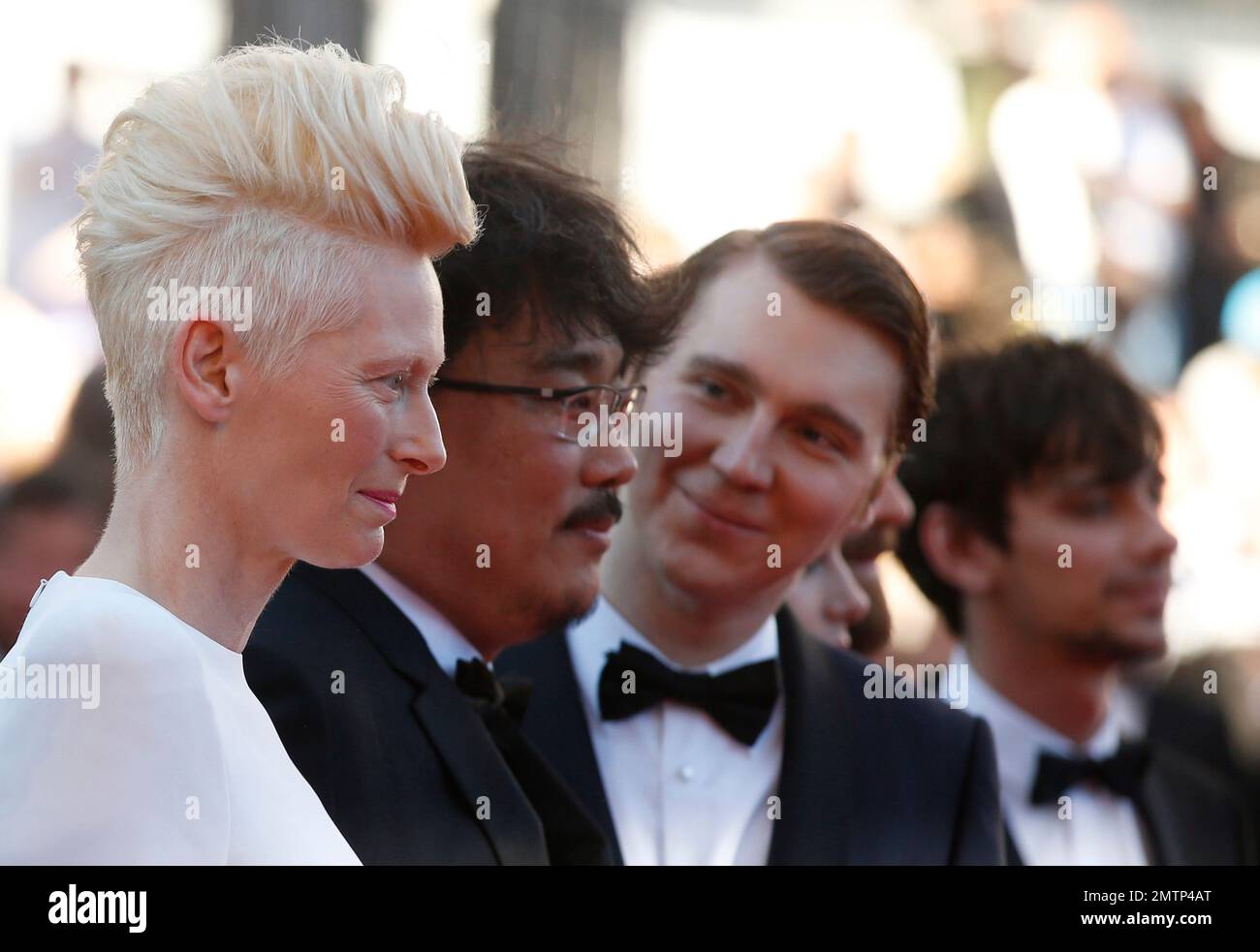 Actress Tilda Swinton, from left, director Bong Joon-Ho, actor Paul ...