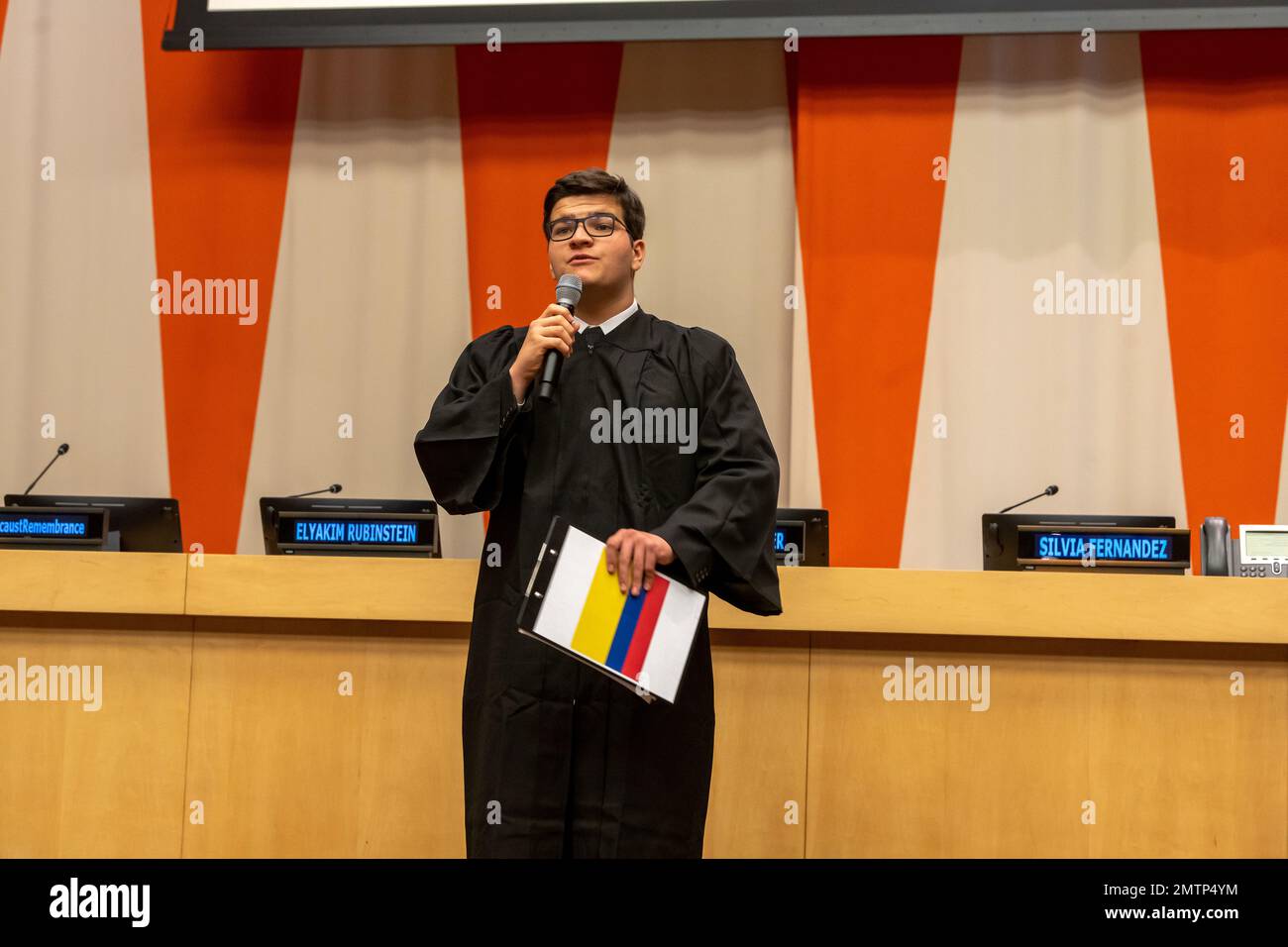 A student speaks during a special event 'International Mock Trial on ...