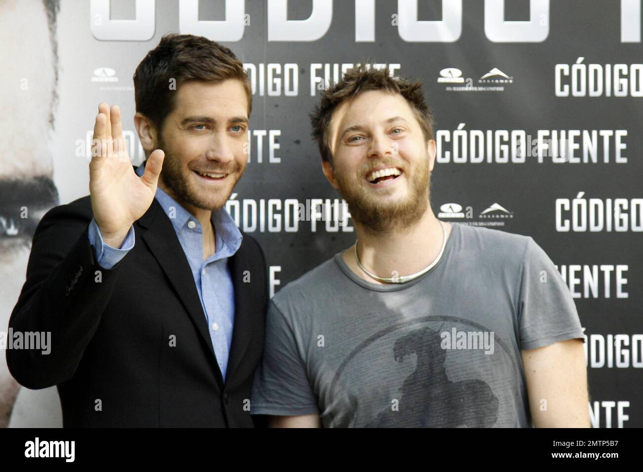 SPAIN OUT - Jake Gyllenhaal and Duncan Jones at a photocall for the new ...