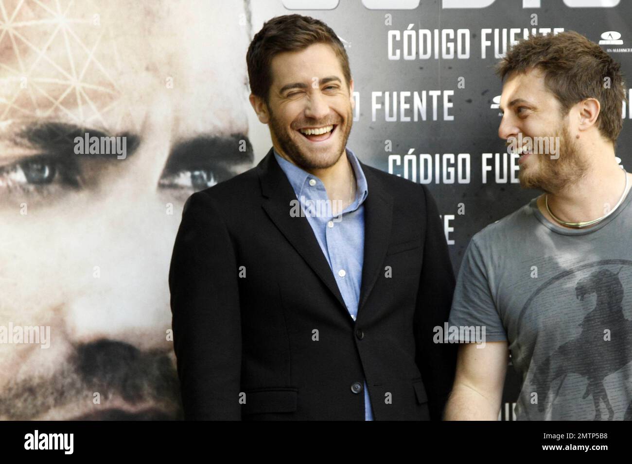 SPAIN OUT - Jake Gyllenhaal and Duncan Jones at a photocall for the new ...