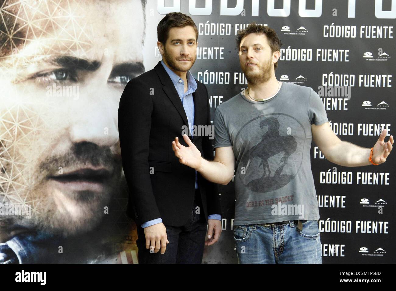 SPAIN OUT - Jake Gyllenhaal and Duncan Jones at a photocall for the new ...