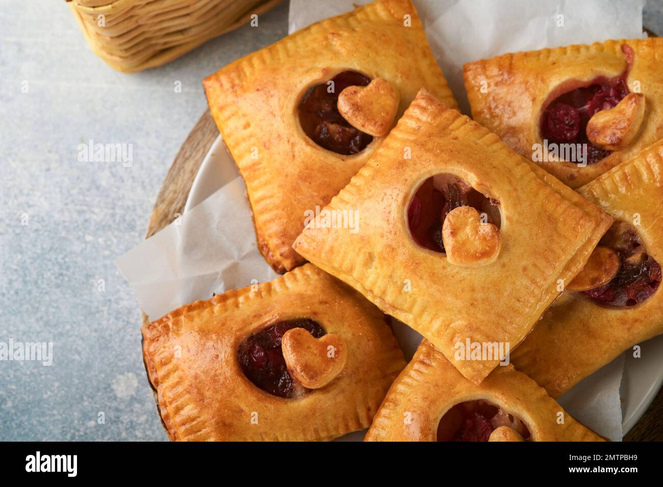 Valentines day heart shaped Hand pies. Mini puff pastry or hand pies ...