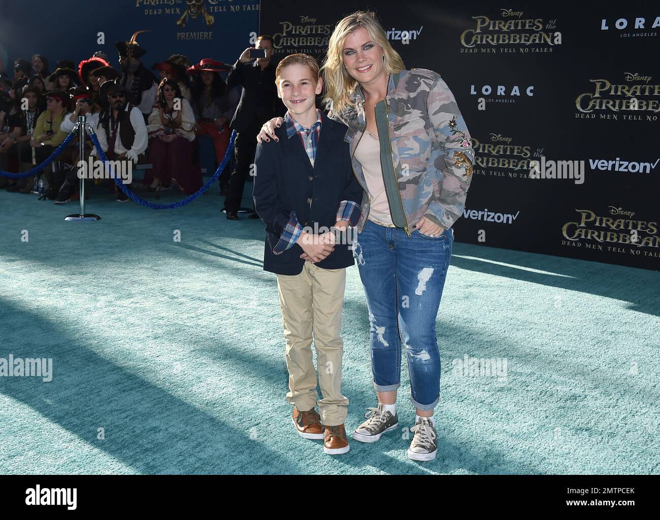 Alison Sweeney, right, and her son Benjamin Sanov arrive at the Los ...