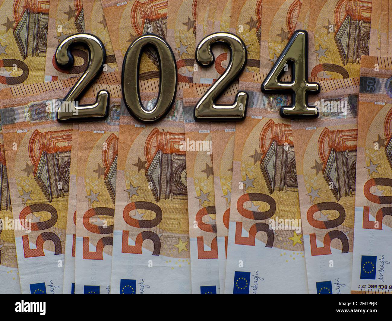 Background of the fifty euros banknotes and 2024 Stock Photo - Alamy