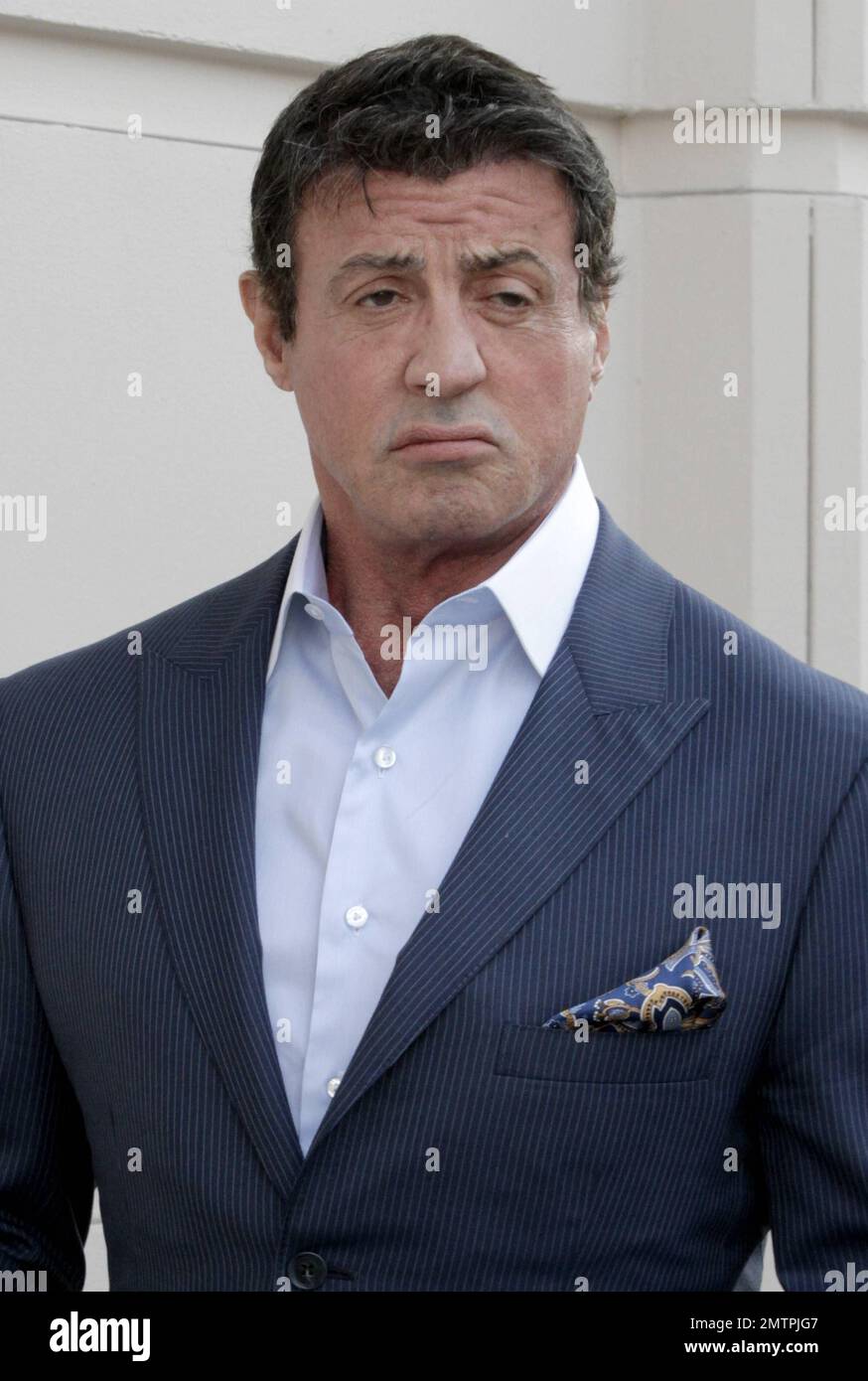 Actor Sylvester Stallone was seen in blue suit out in Beverly Hills. It ...