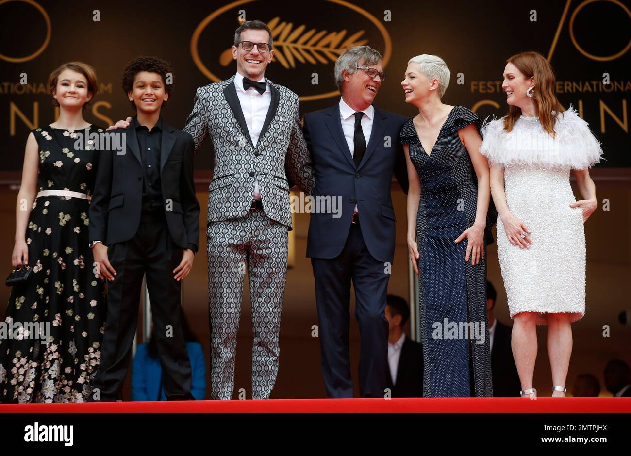 Actors Millicent Simmonds, from left, Jaden Michael, author Brian Selznick, director Todd Haynes ...