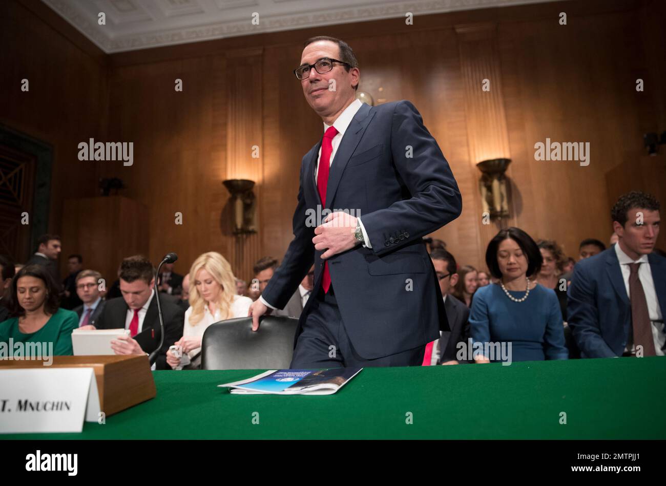 Treasury Secretary Steven Mnuchin arrives on Capitol Hill in Washington ...
