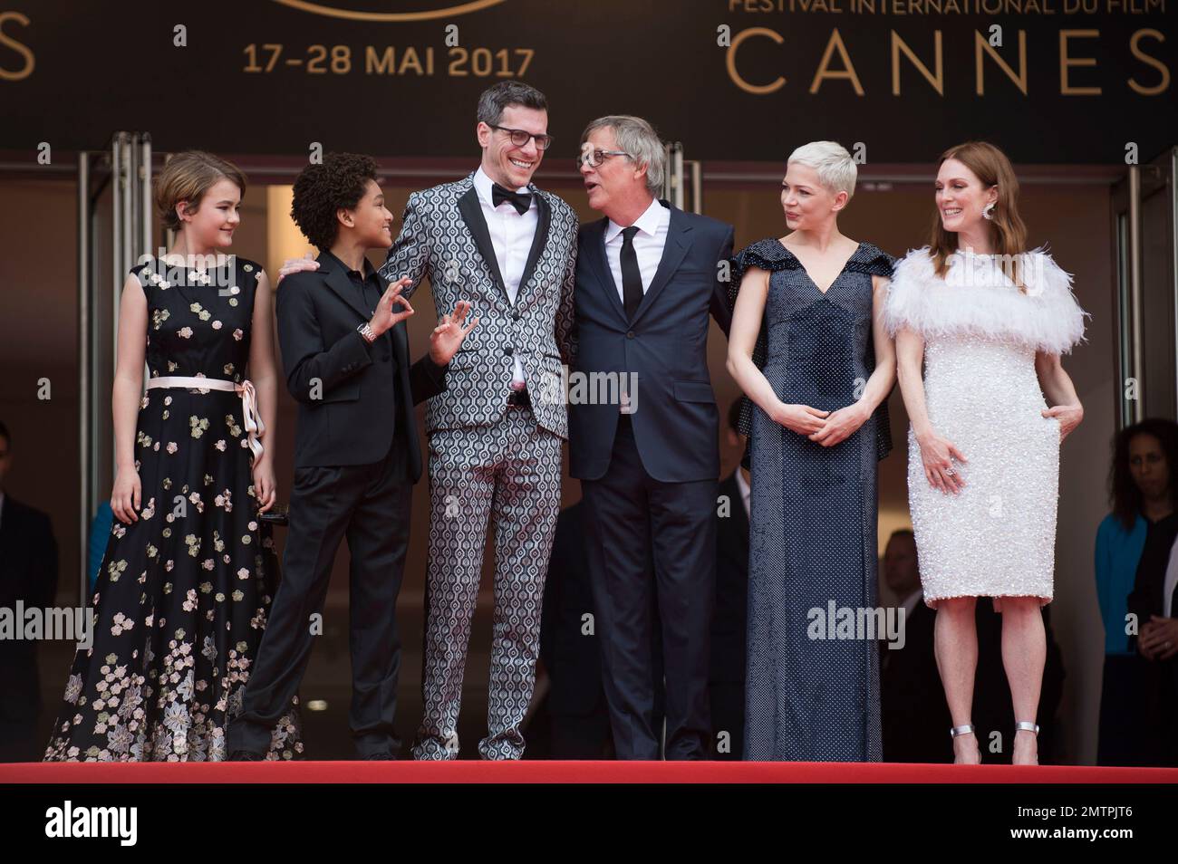 From left, actors Millicent Simmonds and Jaden Michael, screenwriter Brian Selznick, director ...