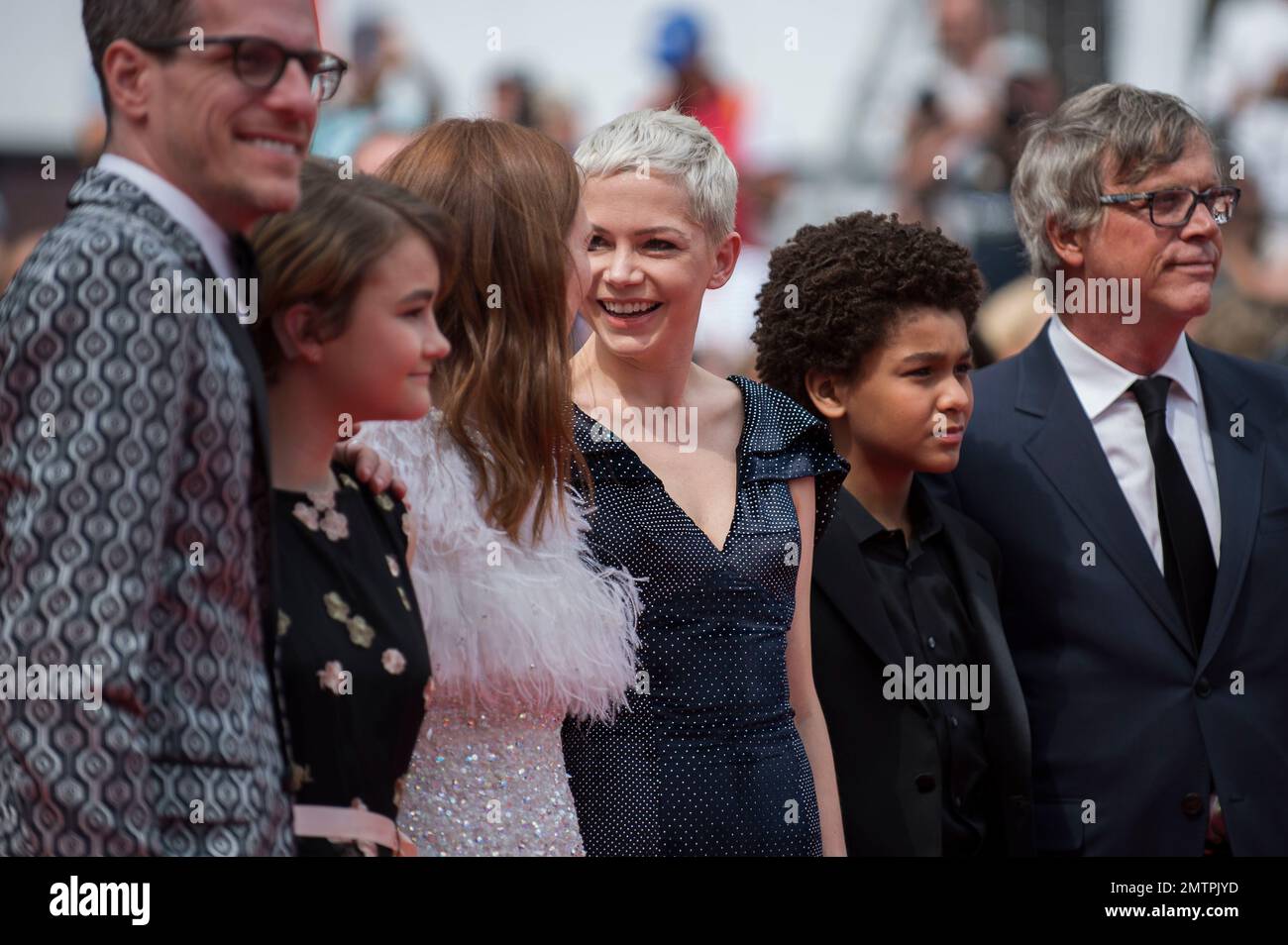 From left, screenwriter Brian Selznick, actors Millicent Simmonds, Julianne Moore, Michelle ...