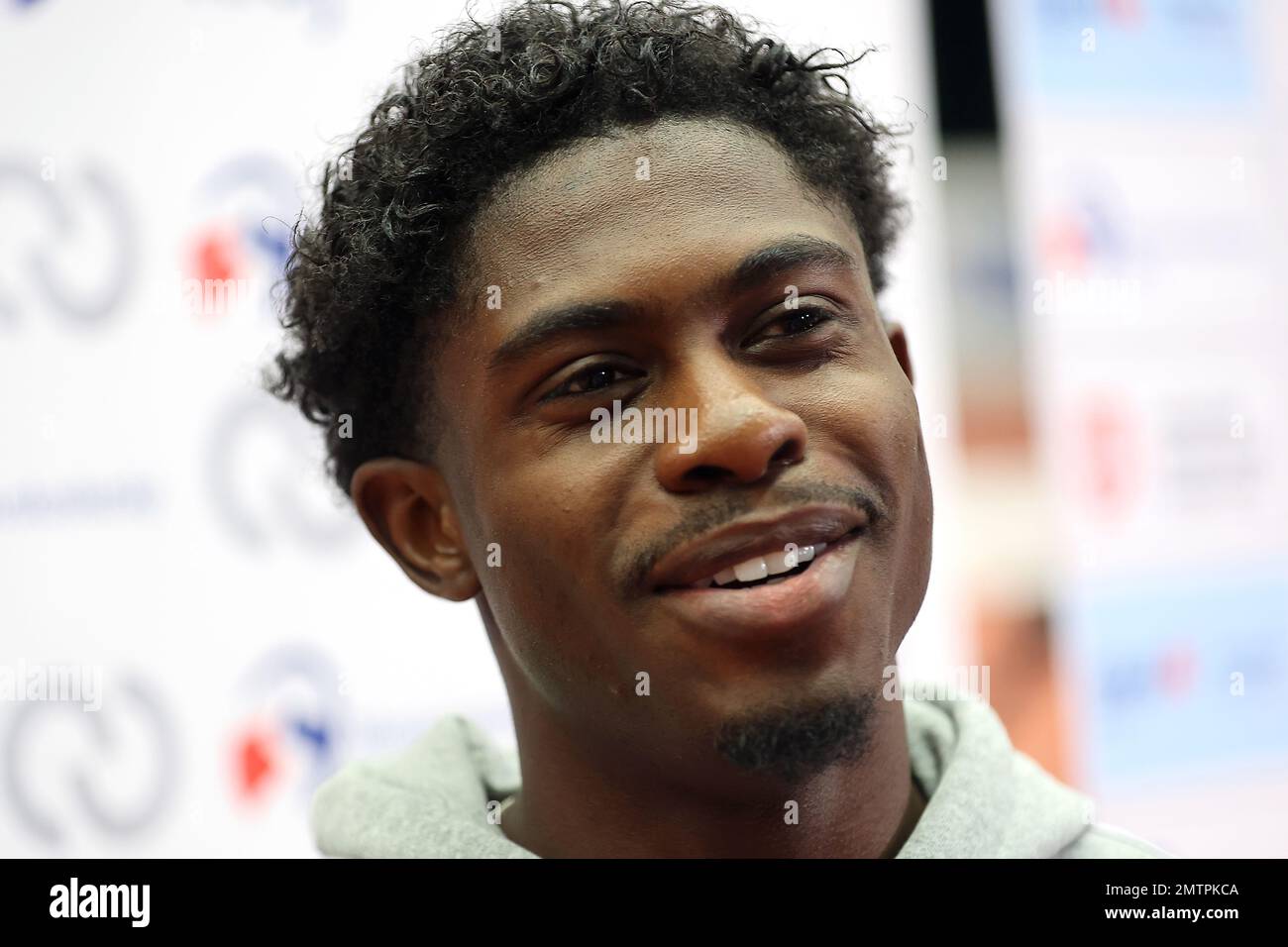 Ostrava, Czech Republic. 01st Feb, 2023. Athlete Jeremiah Azu from ...