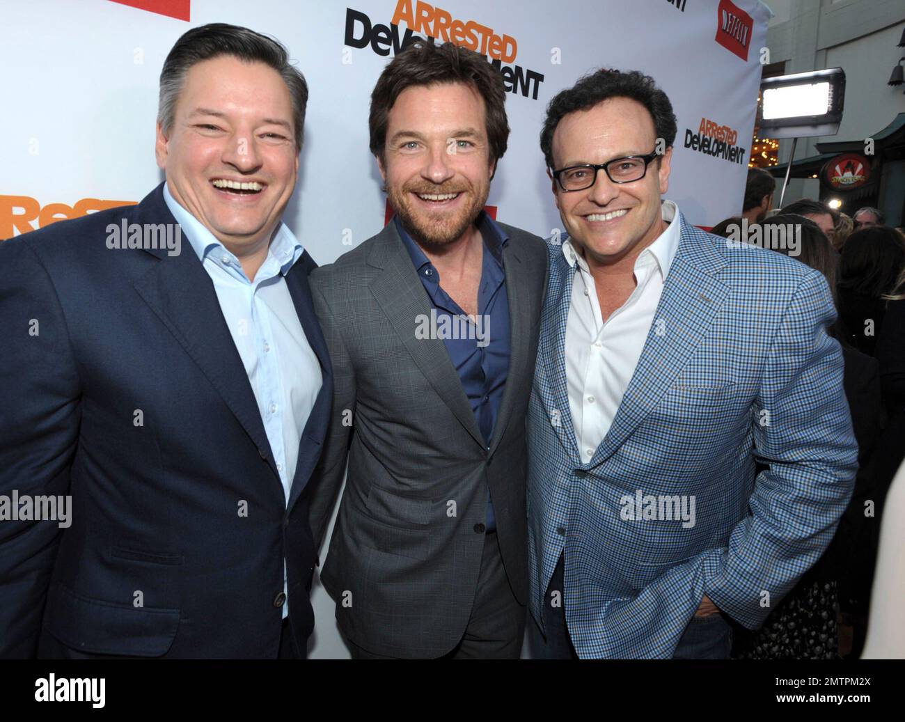 FILE - In this April 29, 2013, file photo, Ted Sarandos, Jason Bateman ...