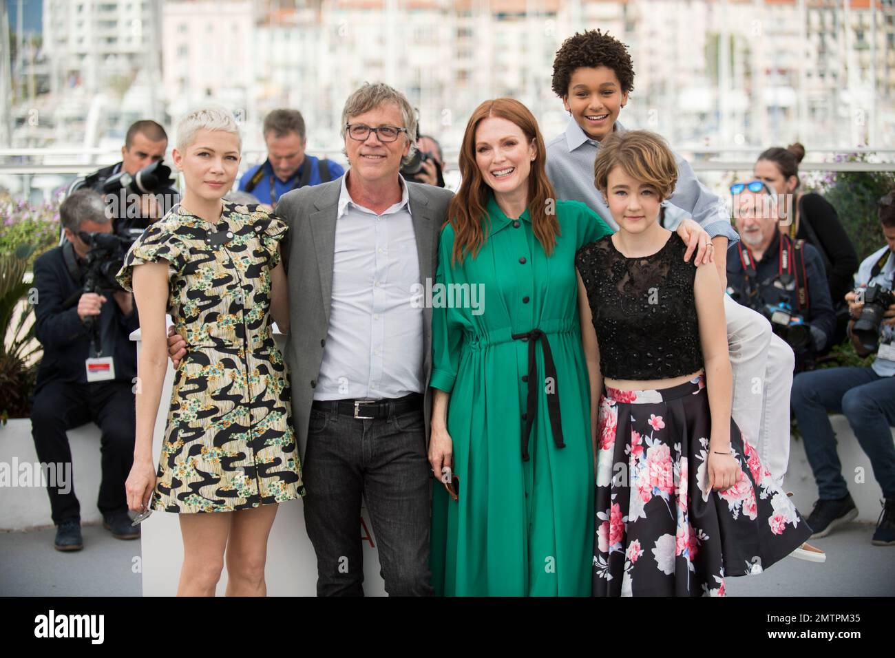From left, actress Michelle Williams, director Todd Haynes, actress Julianne Moore, actor Jaden ...