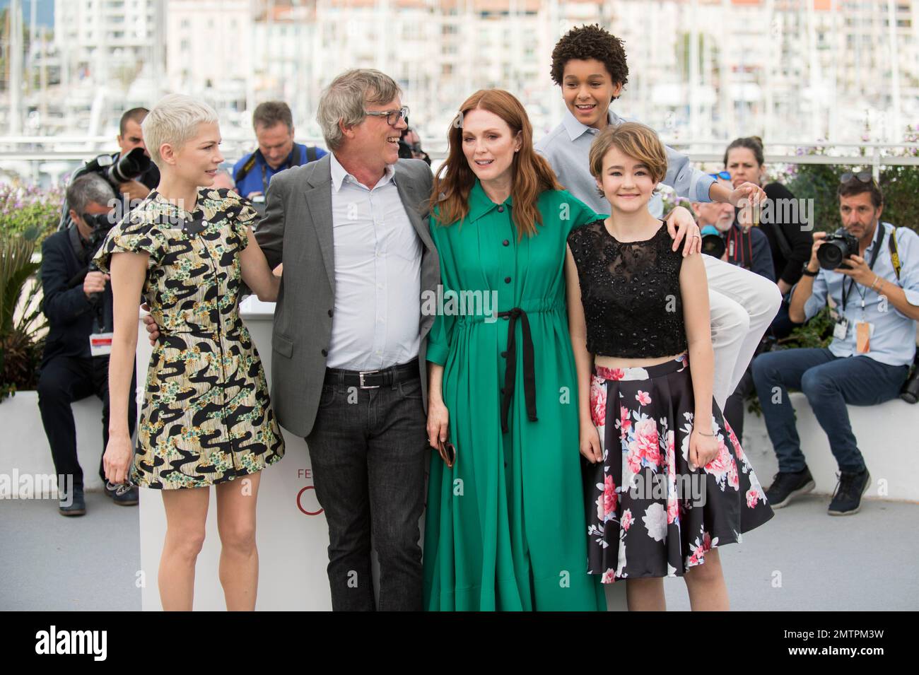 From left, actress Michelle Williams, director Todd Haynes, actress Julianne Moore, actor Jaden ...
