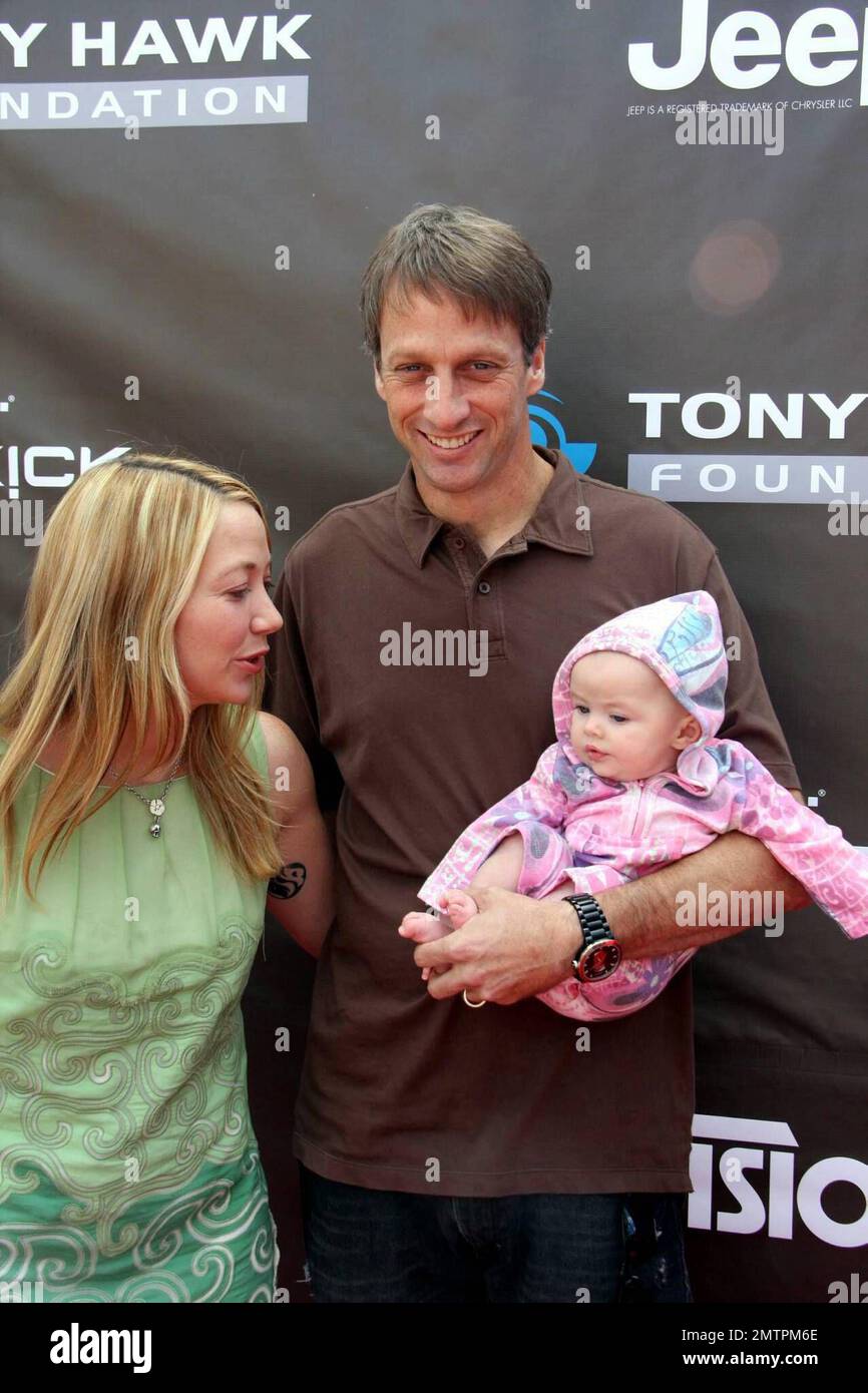 Tony Hawk, wife Lhotse Merriam and new daughter Kadence attend the ...