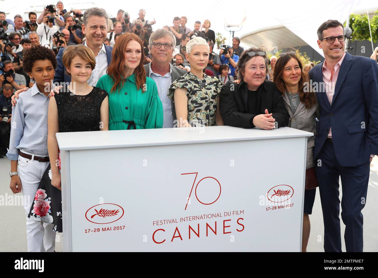 Actors Jaden Michael, from left, Millicent Simmonds, producer John Sloss, director Todd Haynes ...