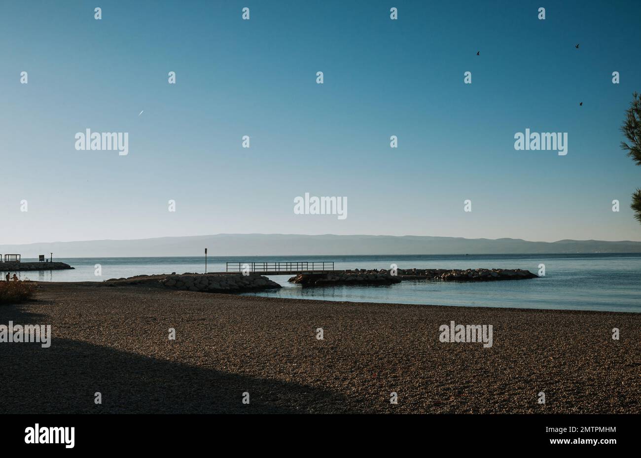 An aerial view of sea with dock Stock Photo - Alamy