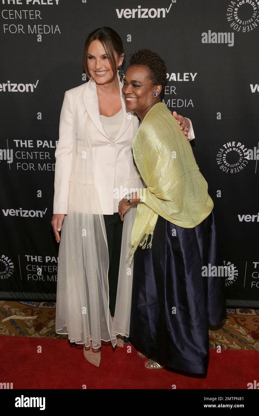 Actress Mariska Hargitay, left, and president of the Verizon Foundation ...