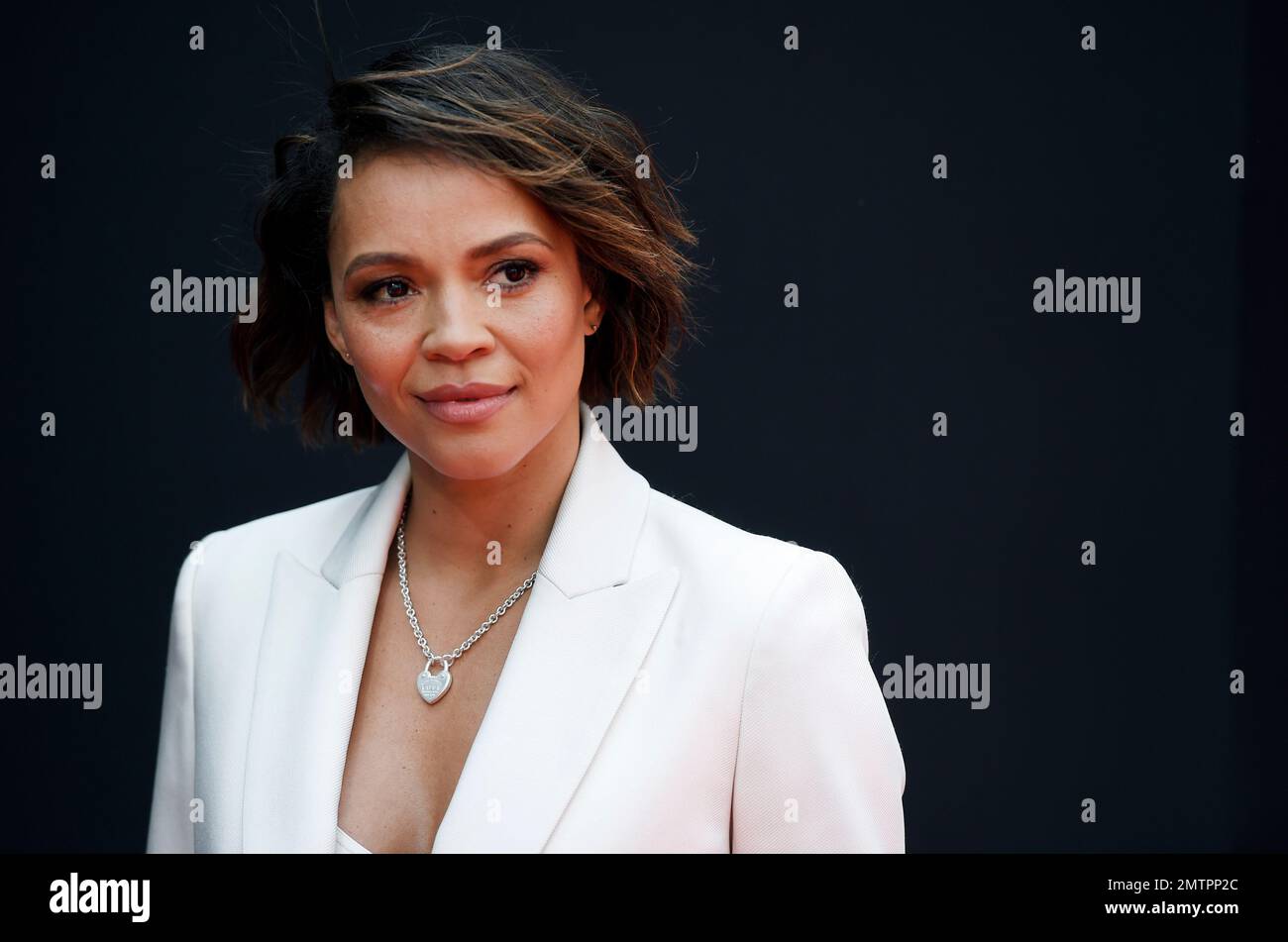 Carmen Ejogo, a cast member in "Alien: Covenant," poses before a hand ...
