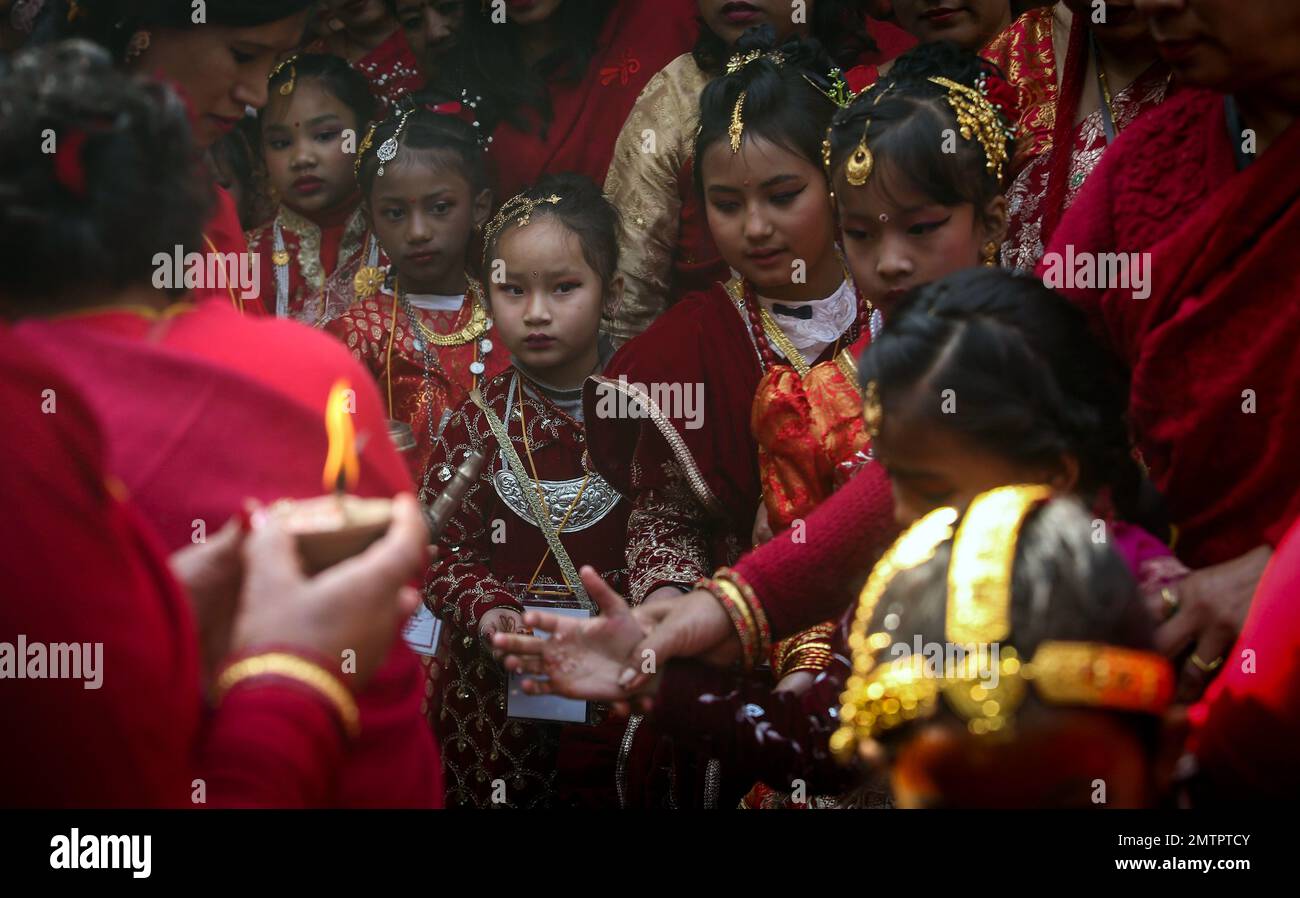 Kathmandu, Bagmati, Nepal. 31st Jan, 2023. Girls from Newar community ...