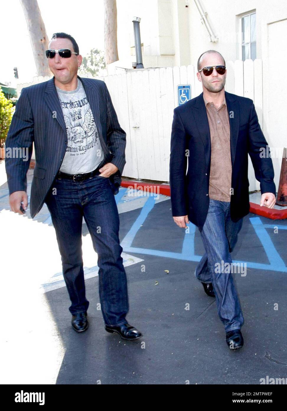 Jason Statham has lunch with Vinnie Jones at Cafe Med in West Hollywood ...
