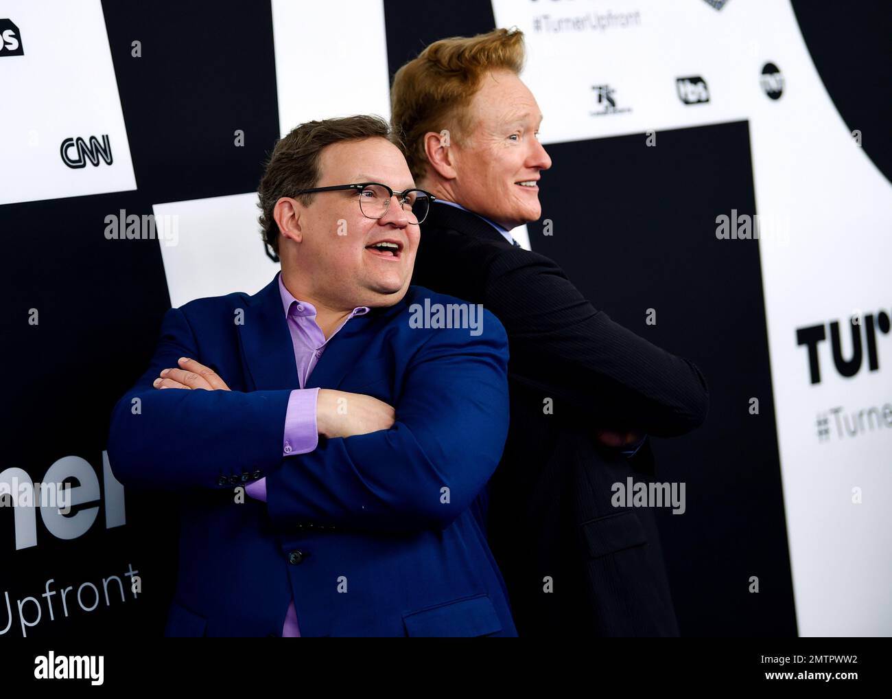 Andy Richter, left, and Conan O'Brien attend the Turner Network 2017 ...