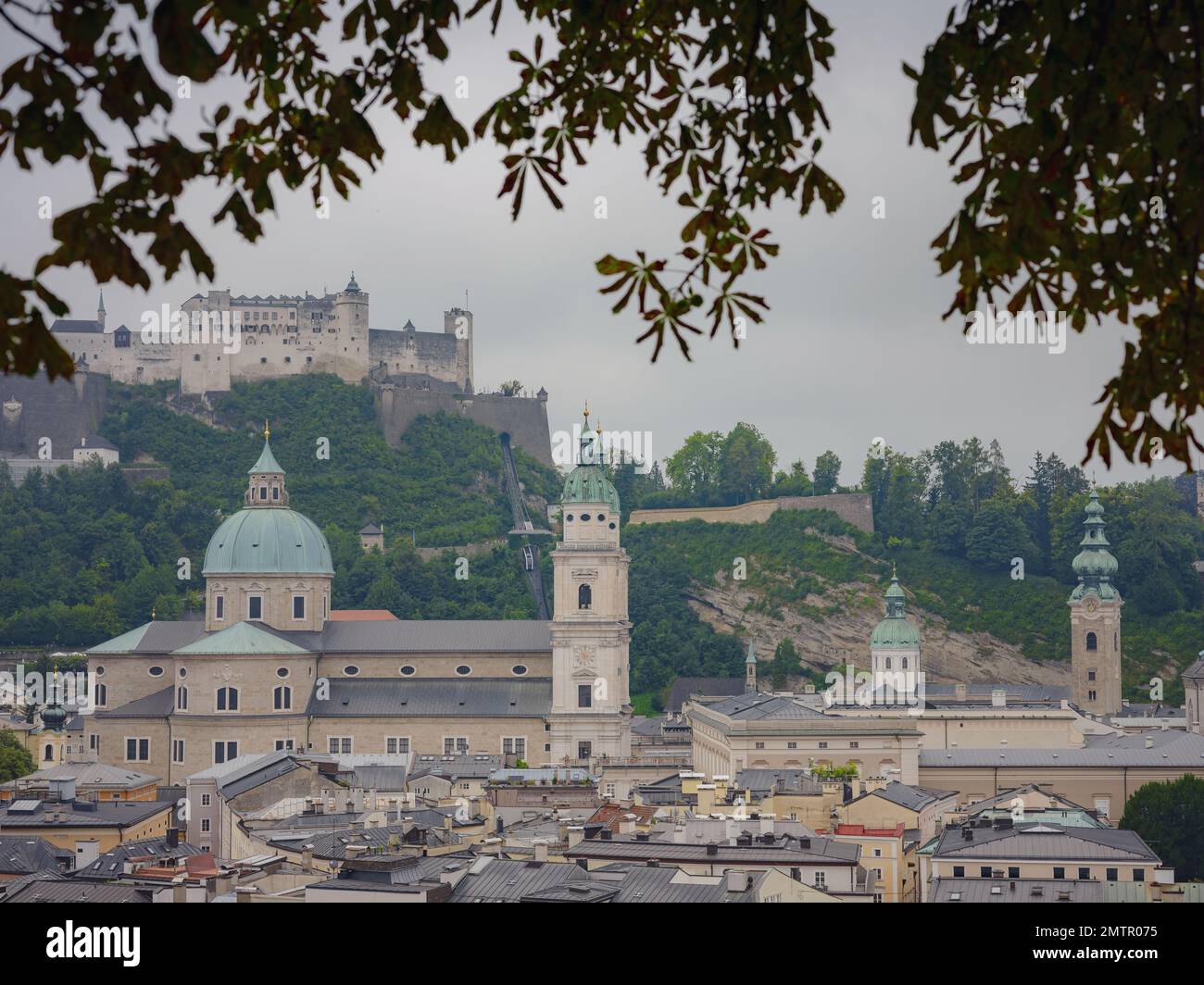 Salzburg Austria inner city with churches. Beautiful view of Salzburg ...