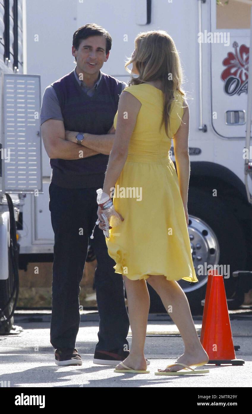 EXCLUSIVE!! Steve Carell chats with co-star Connie Britton on the set ...