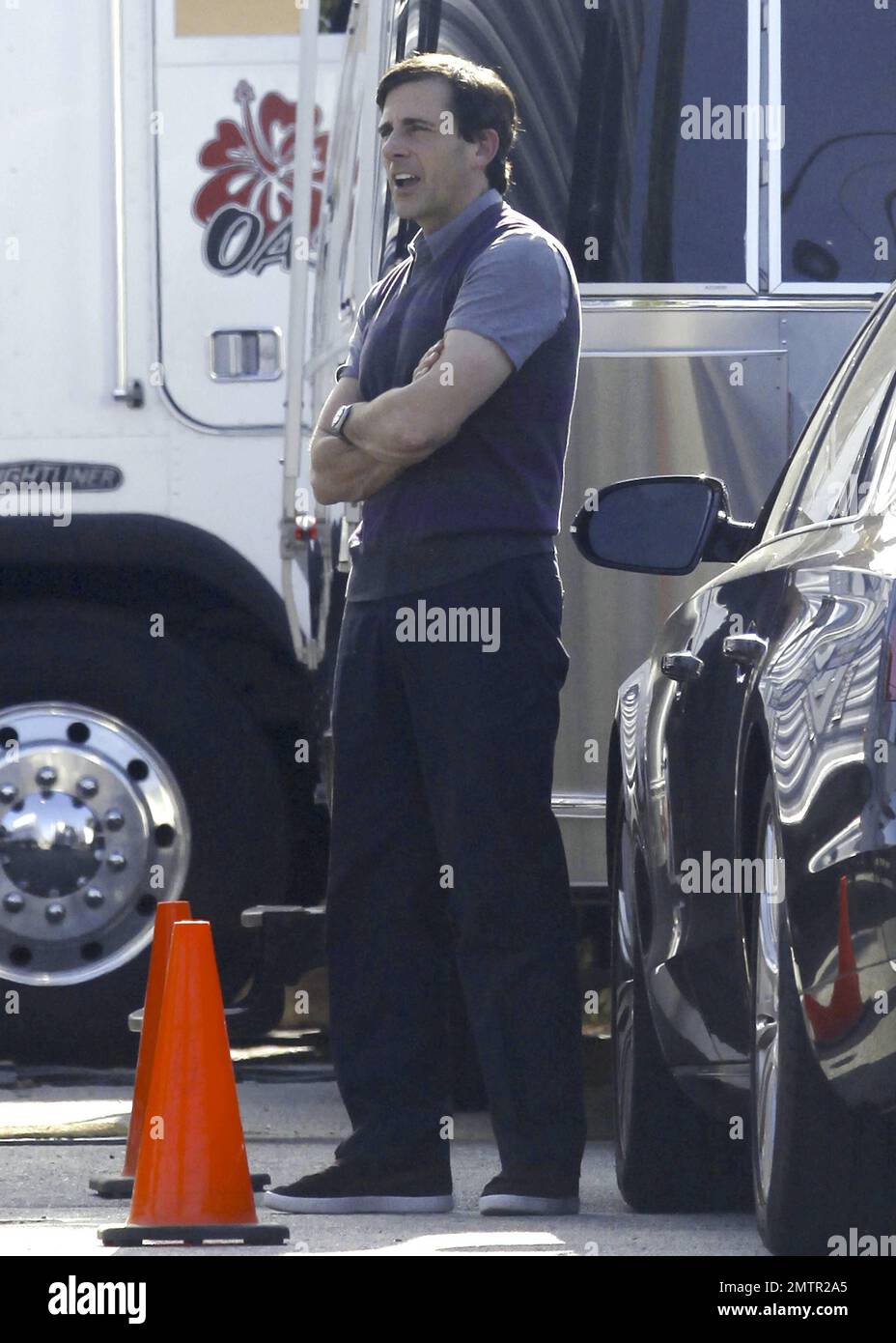 EXCLUSIVE!! Steve Carell chats with co-star Connie Britton on the set ...