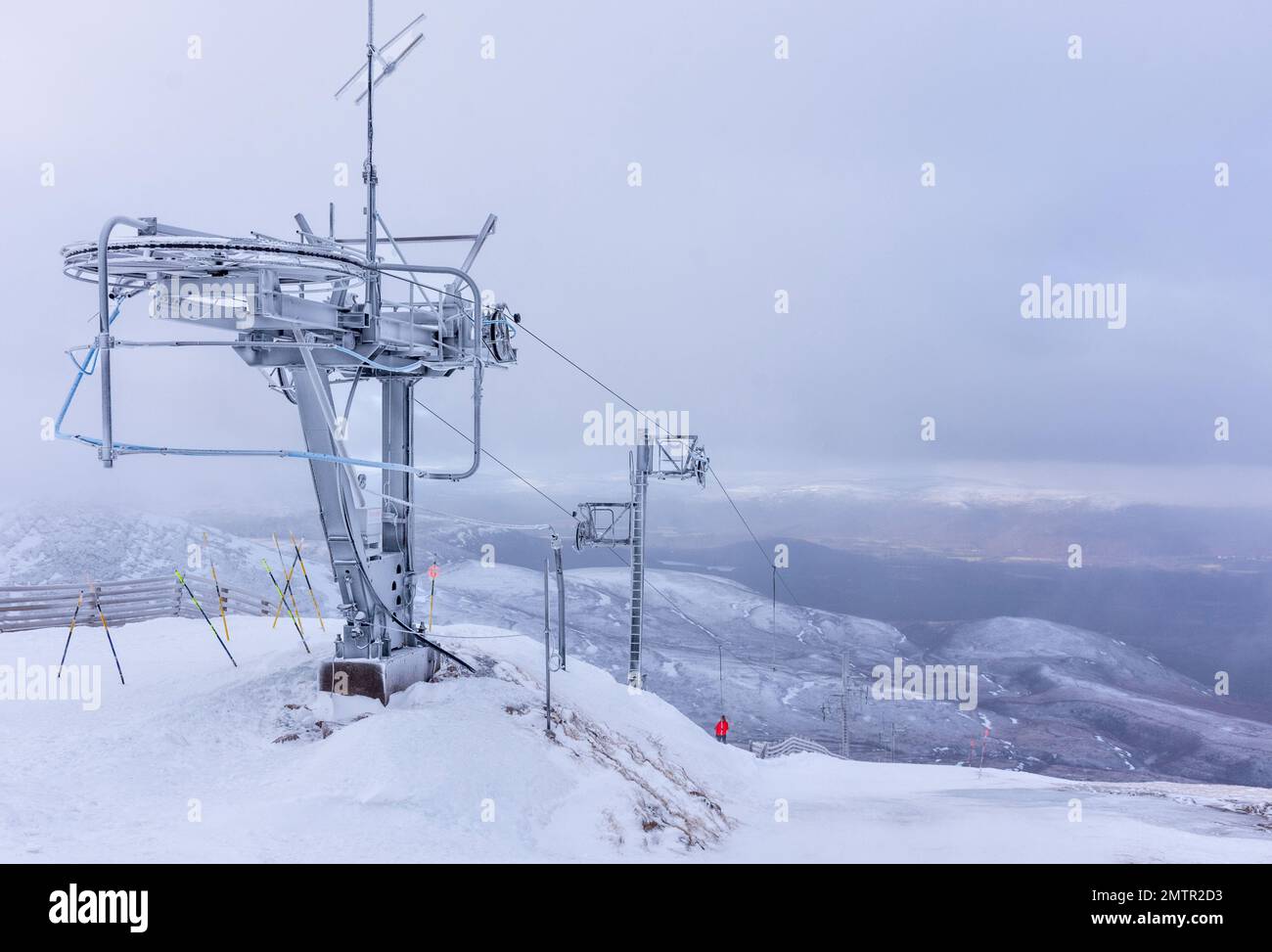 Cairngorm Mountain Aviemore Top Station Ski Pistes lone skier on the M1 ...