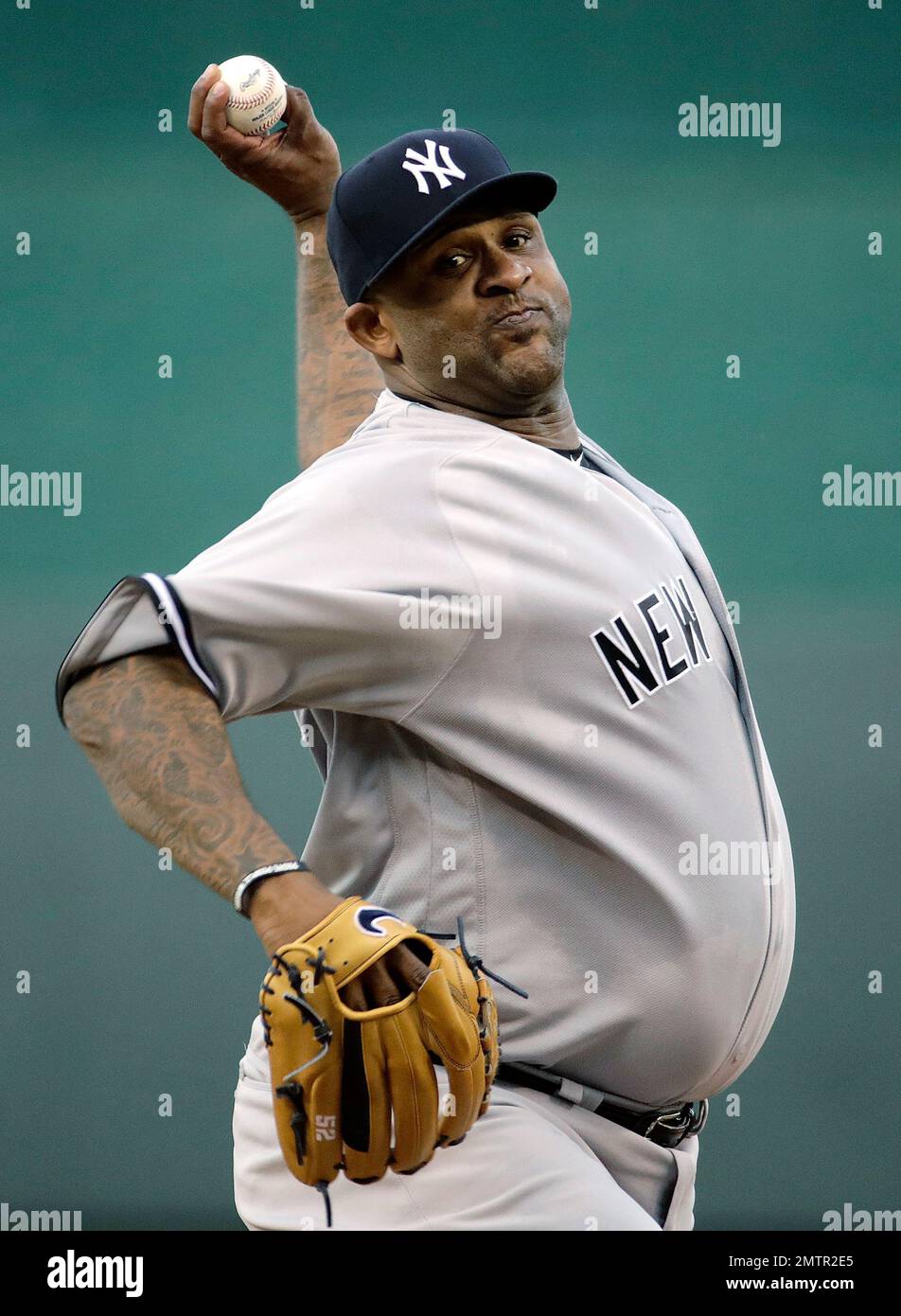 New York Yankees starting pitcher CC Sabathia throws during the first ...