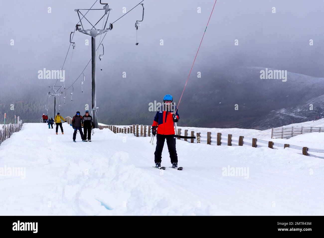 Cairngorm Mountain Aviemore Top Station Ski Pistes several skiers ...