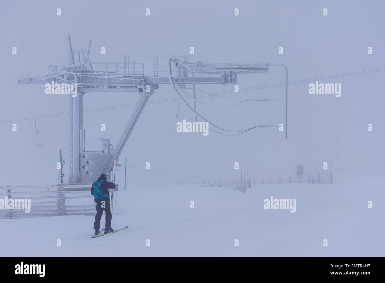 Cairngorm Mountain Aviemore Top Station Ski Pistes skier and lift in a ...