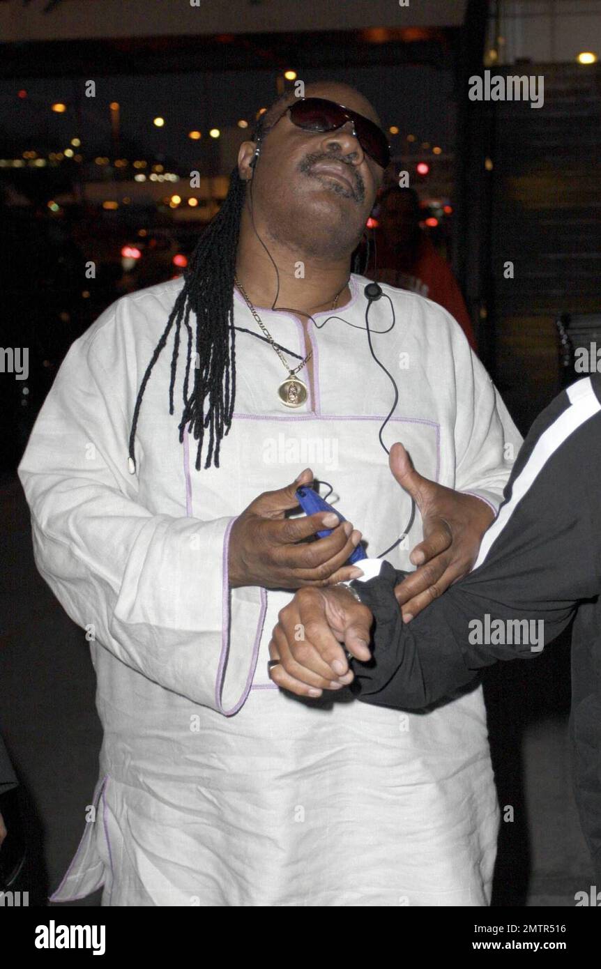 Music legend Stevie Wonder arrives at Los Angeles International Airport ...